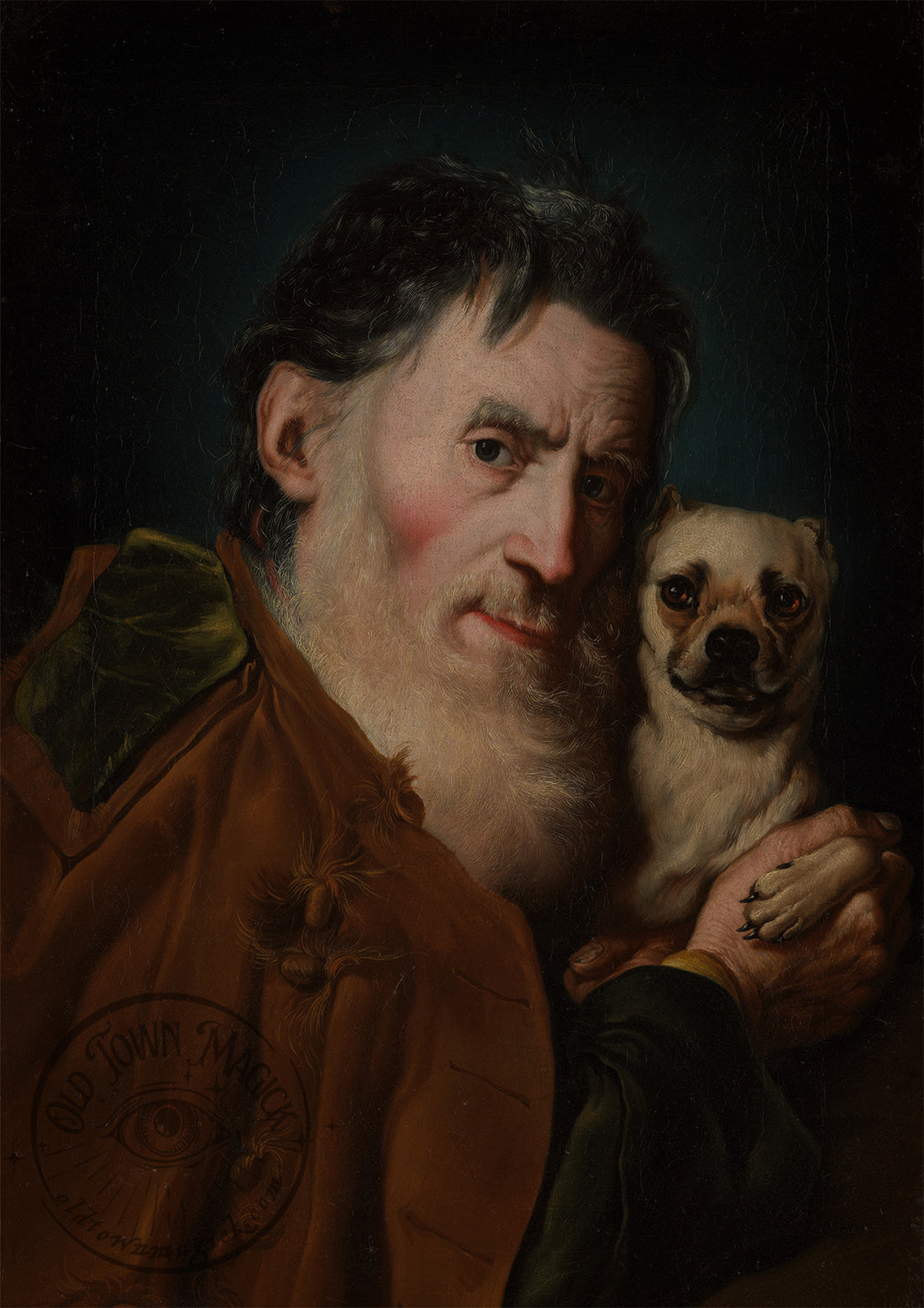 Old Man with a Dog – Classical Figurative Painting – Dark Academia Wal ...