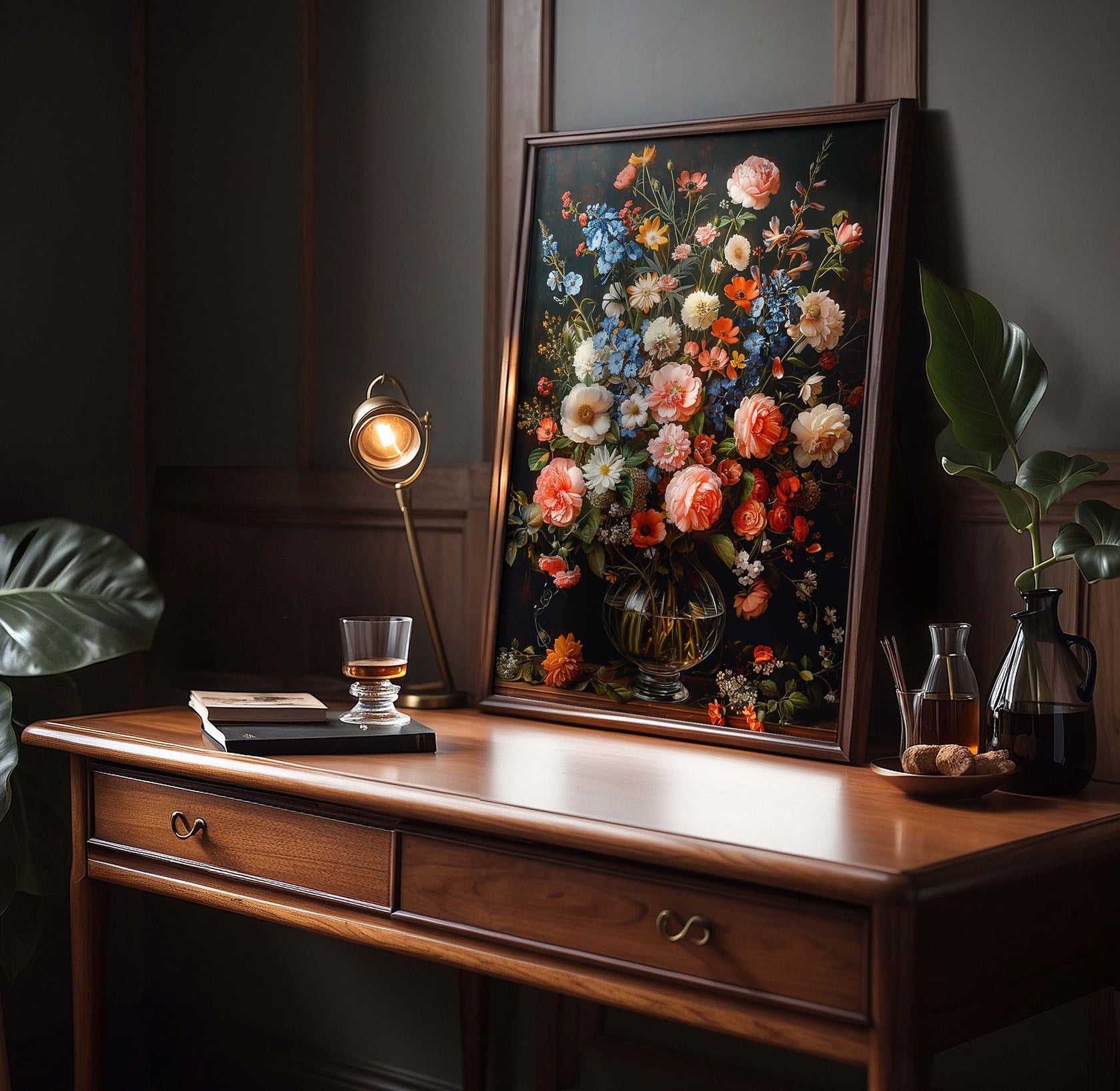 Dark Floral Still Life – Dutch Master Style Oil Painting – Dark Academ ...