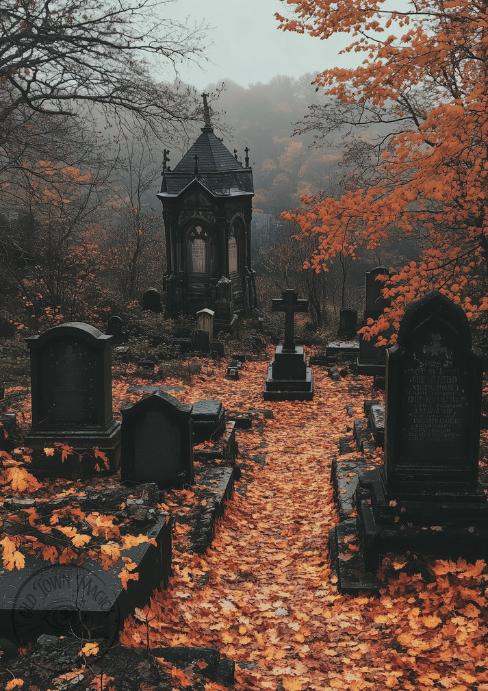 Autumnal Graveyard Wall Art Print – Old Town Magick